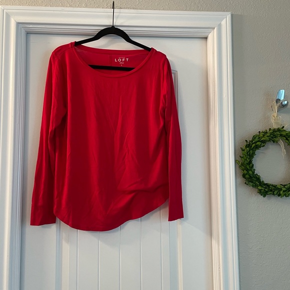 LOFT | Tops | Loft Long Sleeve Red Top | Poshmark